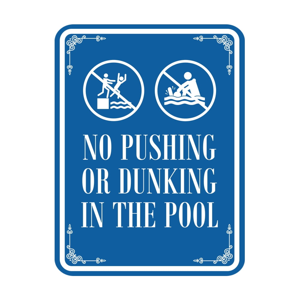 Signs ByLITA Portrait Round No Pushing or Dunking in the Pool Door or ...
