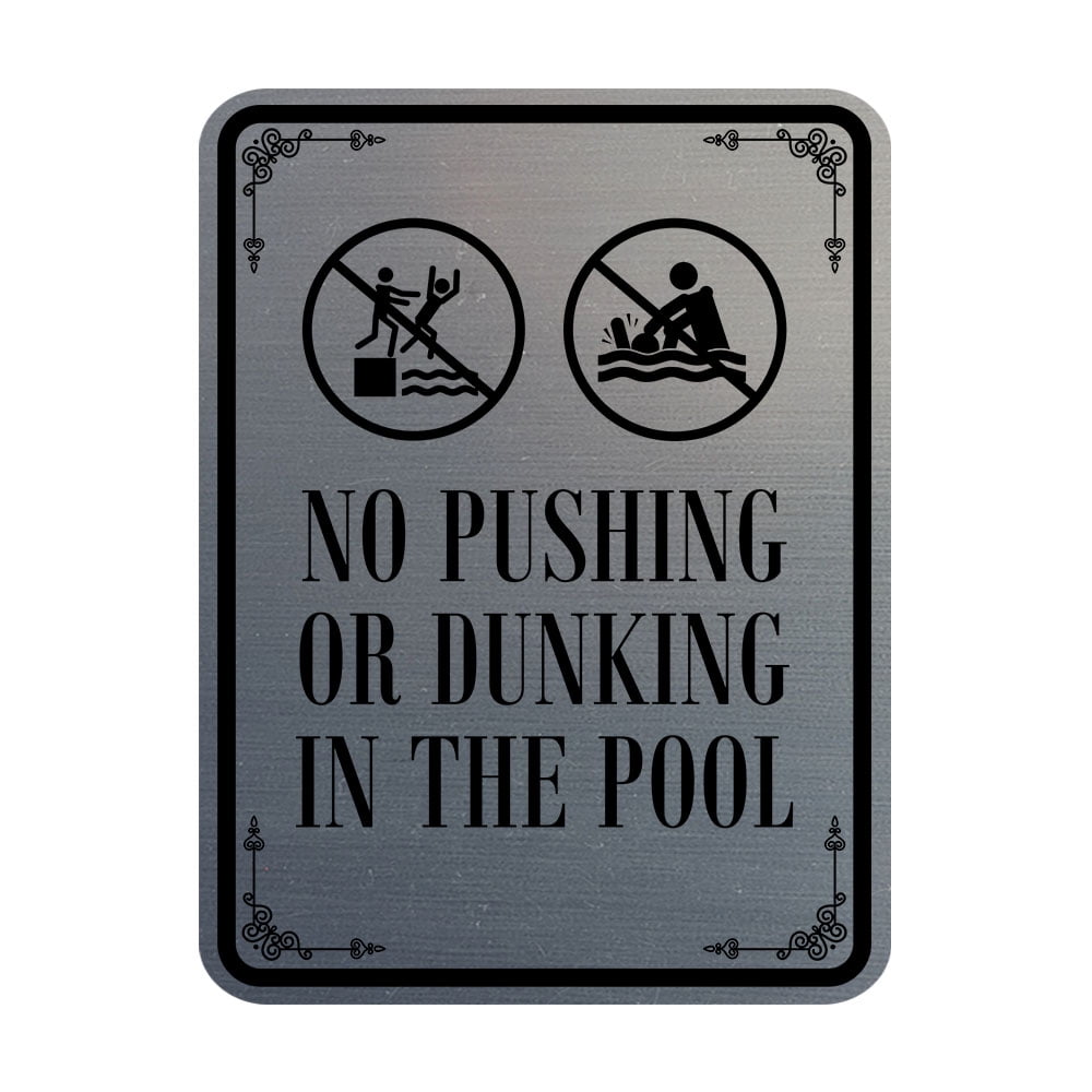 Signs ByLITA Portrait Round No Pushing or Dunking in the Pool Door or ...