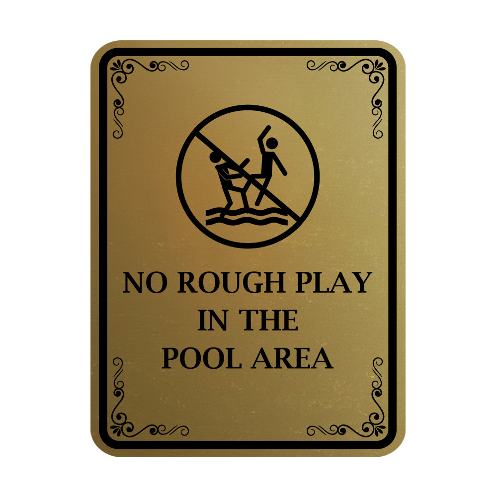 Signs ByLITA Portrait Round No Rough Play in the Pool Area Door or Wall ...