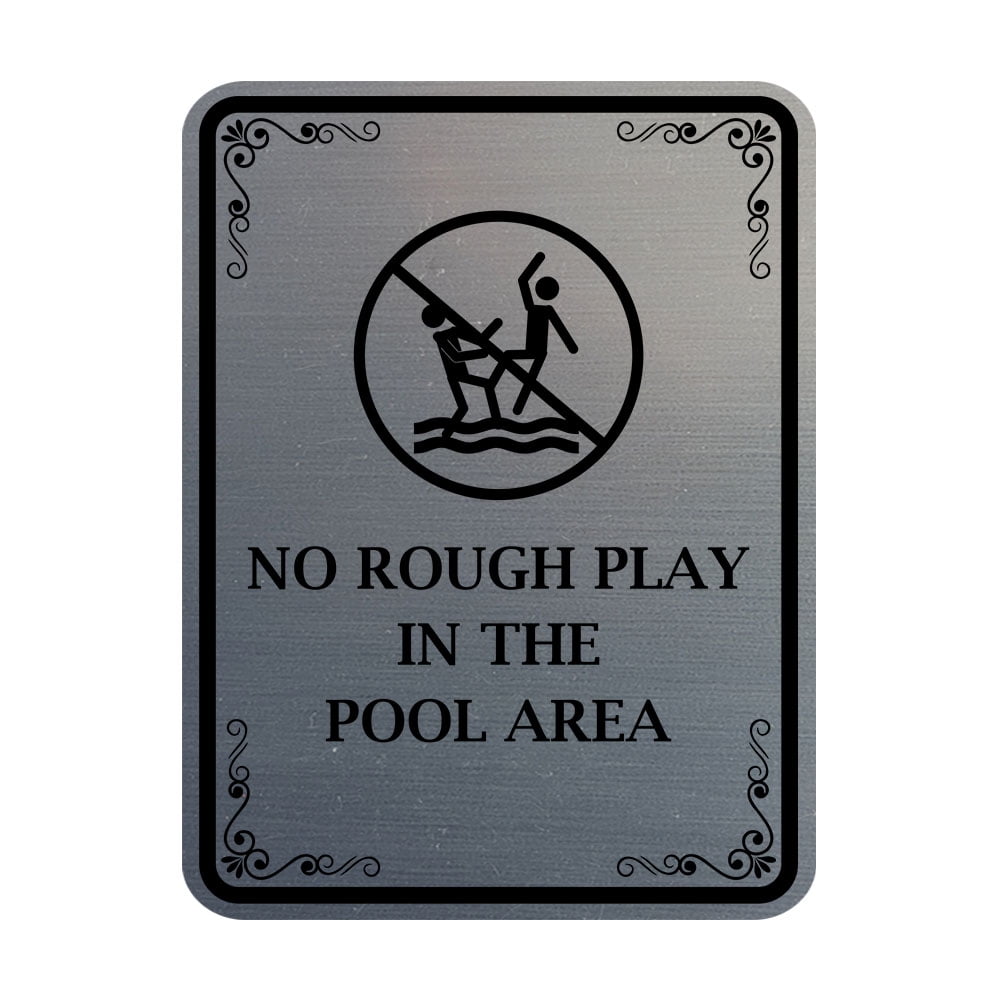 Signs ByLITA Portrait Round No Rough Play in the Pool Area Door or Wall ...
