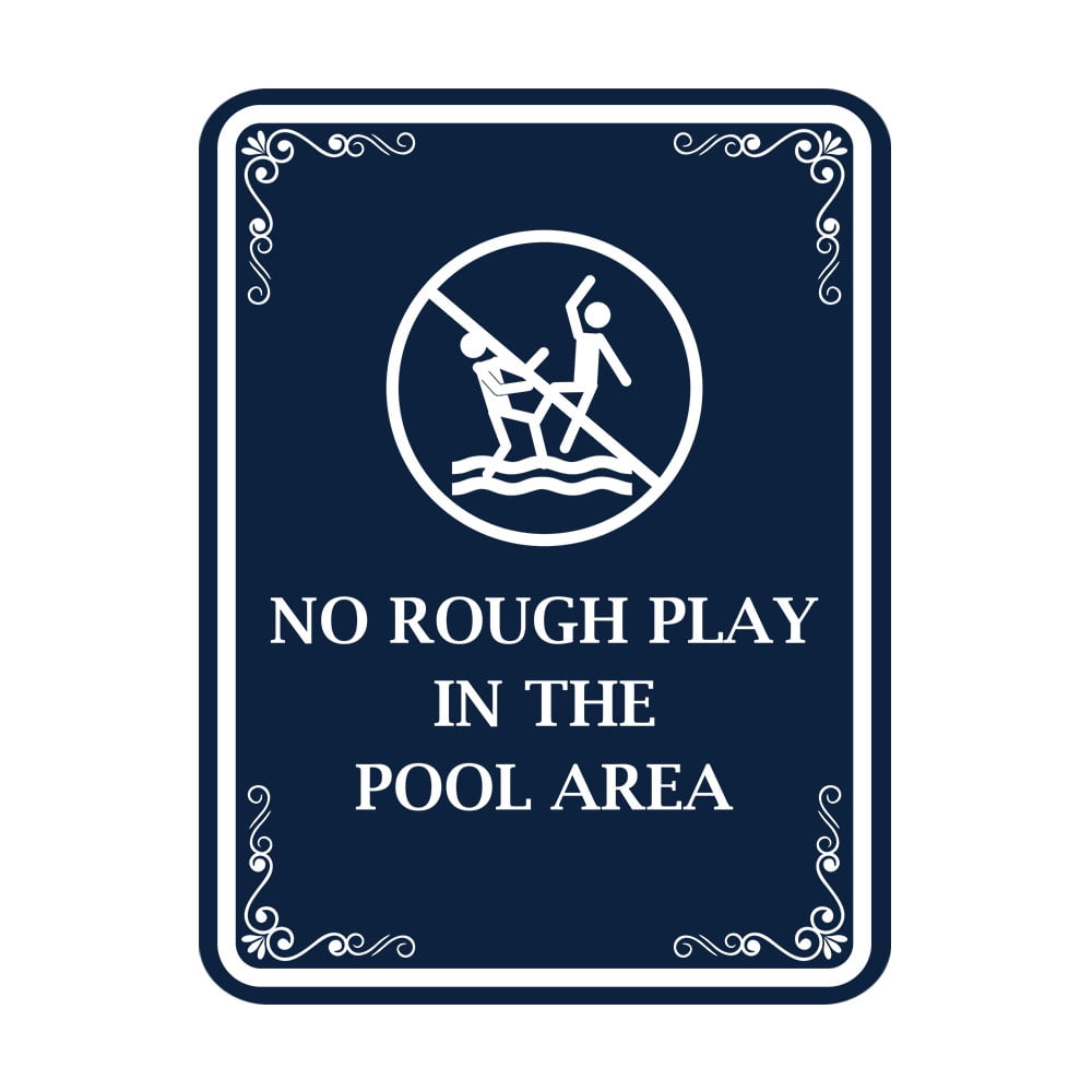 Signs ByLITA Portrait Round No Rough Play in the Pool Area Door or Wall ...