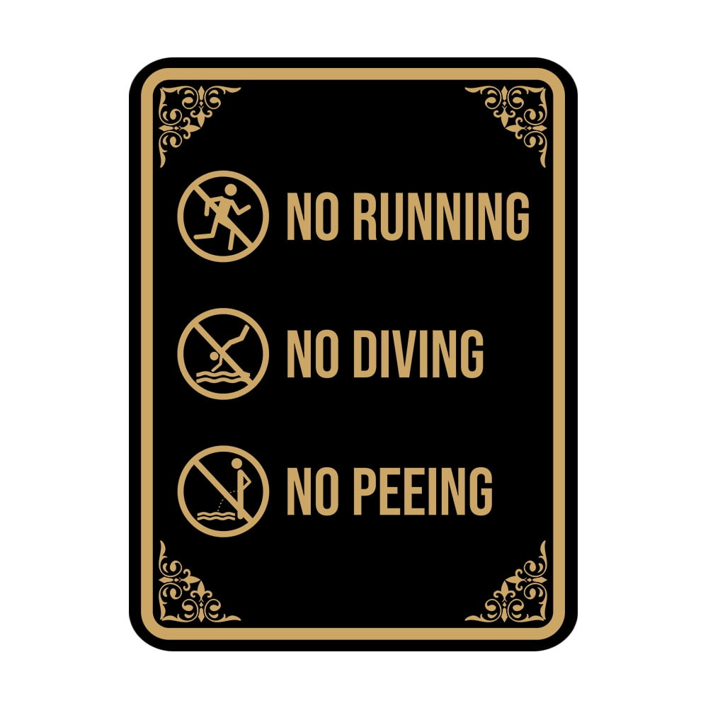 Signs ByLITA Portrait Round No Running, No Diving, No Peeing Door or ...