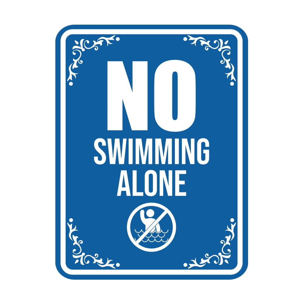 Signs ByLITA Portrait Round No Swimming Alone Door or Wall Sign Durable ...