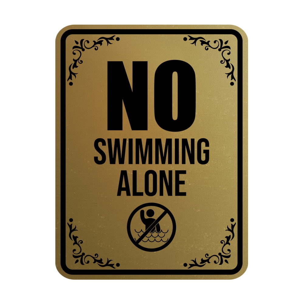 Signs ByLITA Portrait Round No Swimming Alone Door or Wall Sign Durable ...