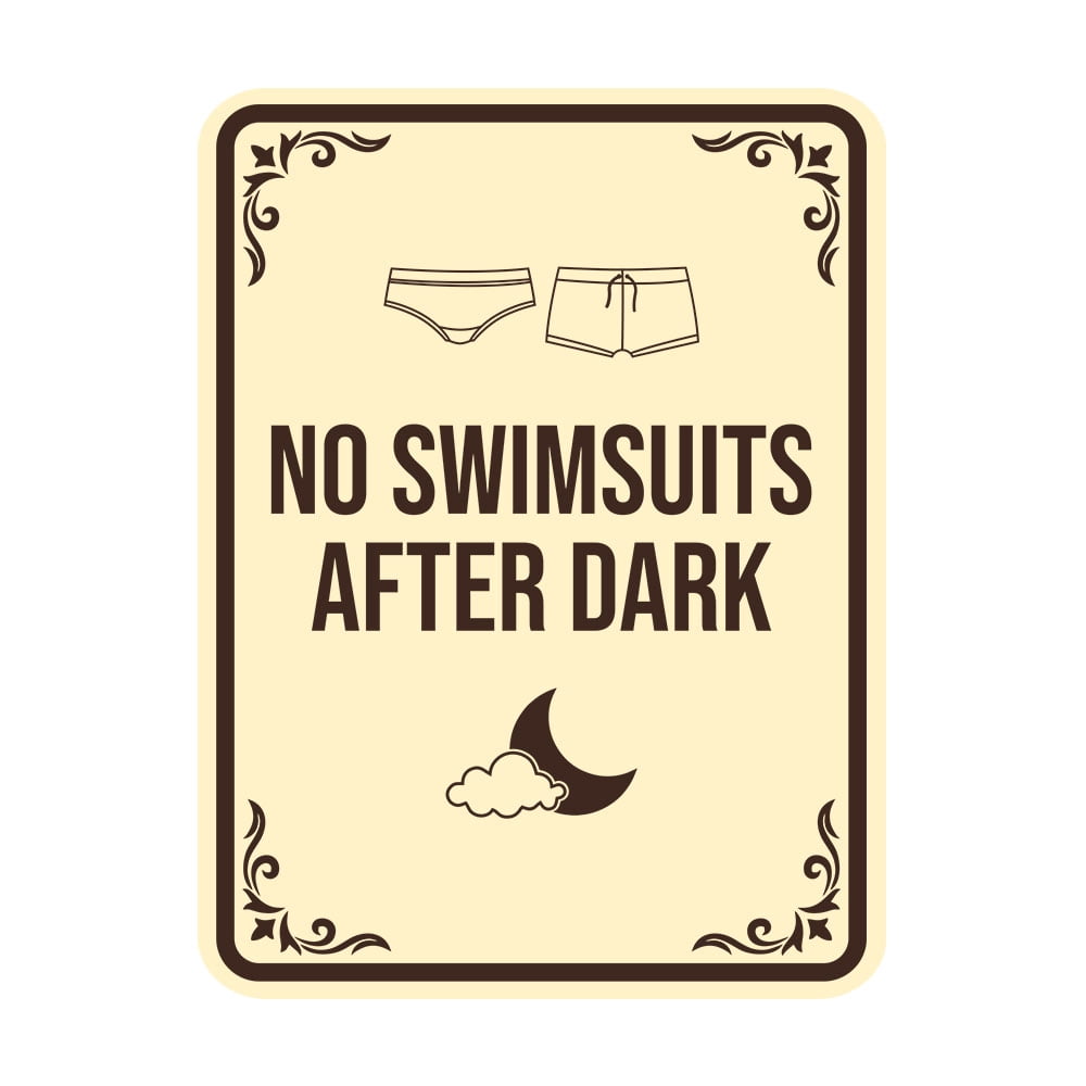 Signs ByLITA Portrait Round No Swimsuits After Dark Door or Wall Sign ...