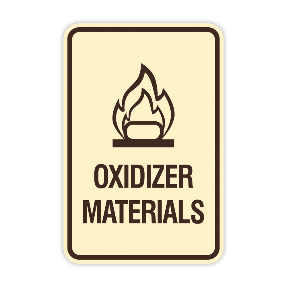 Signs ByLITA Portrait Round Oxidizer Materials Sign (Ivory/Dark Brown ...