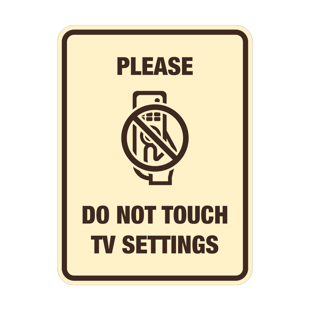 Signs ByLITA Portrait Round Please Do Not Touch TV Settings ABS Plastic | Laser Engraved | Easy ...