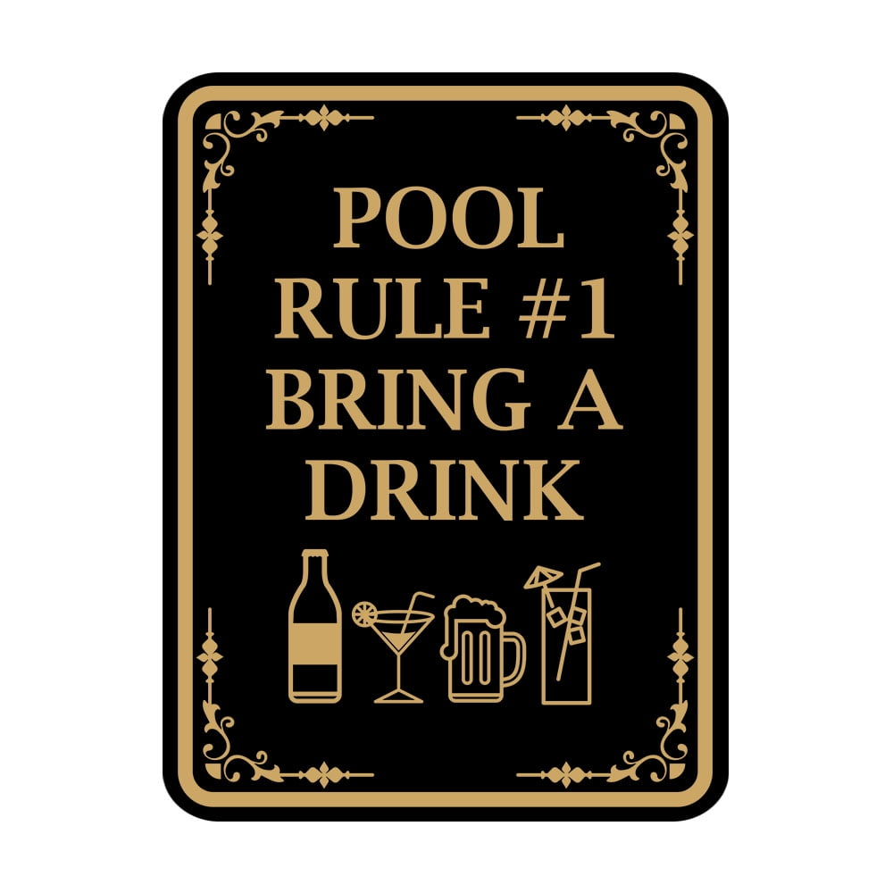 Signs ByLITA Portrait Round Pool Rule #1: Bring a Drink Door or Wall ...
