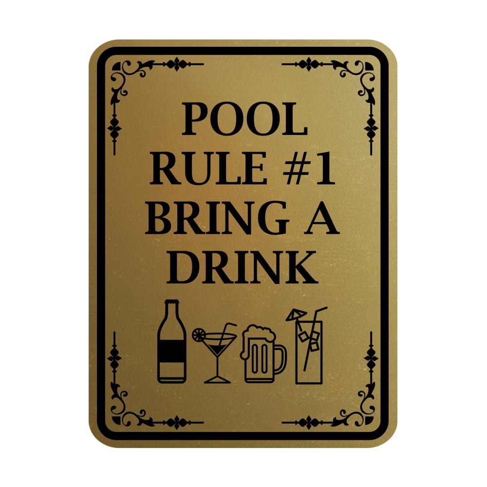 Signs ByLITA Portrait Round Pool Rule #1: Bring a Drink Door or Wall ...