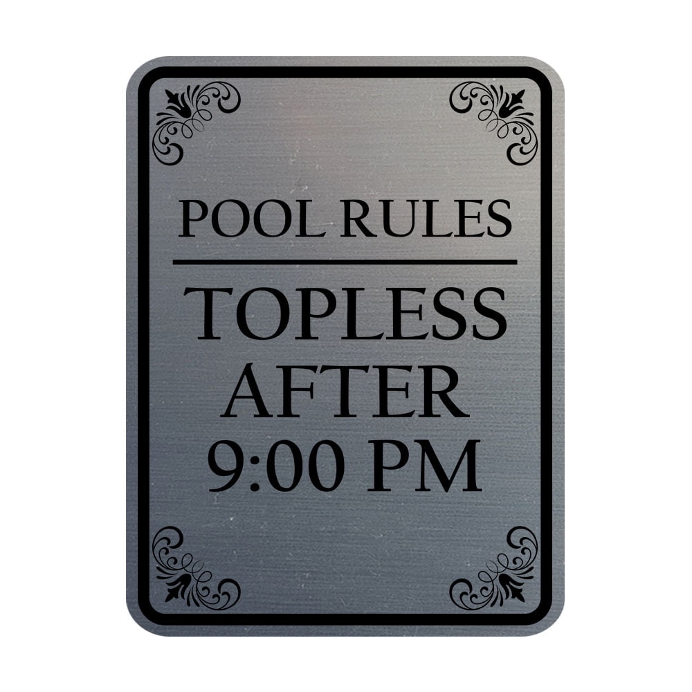 Signs ByLITA Portrait Round Pool Rules: Topless after 9:00 Pm Door or ...