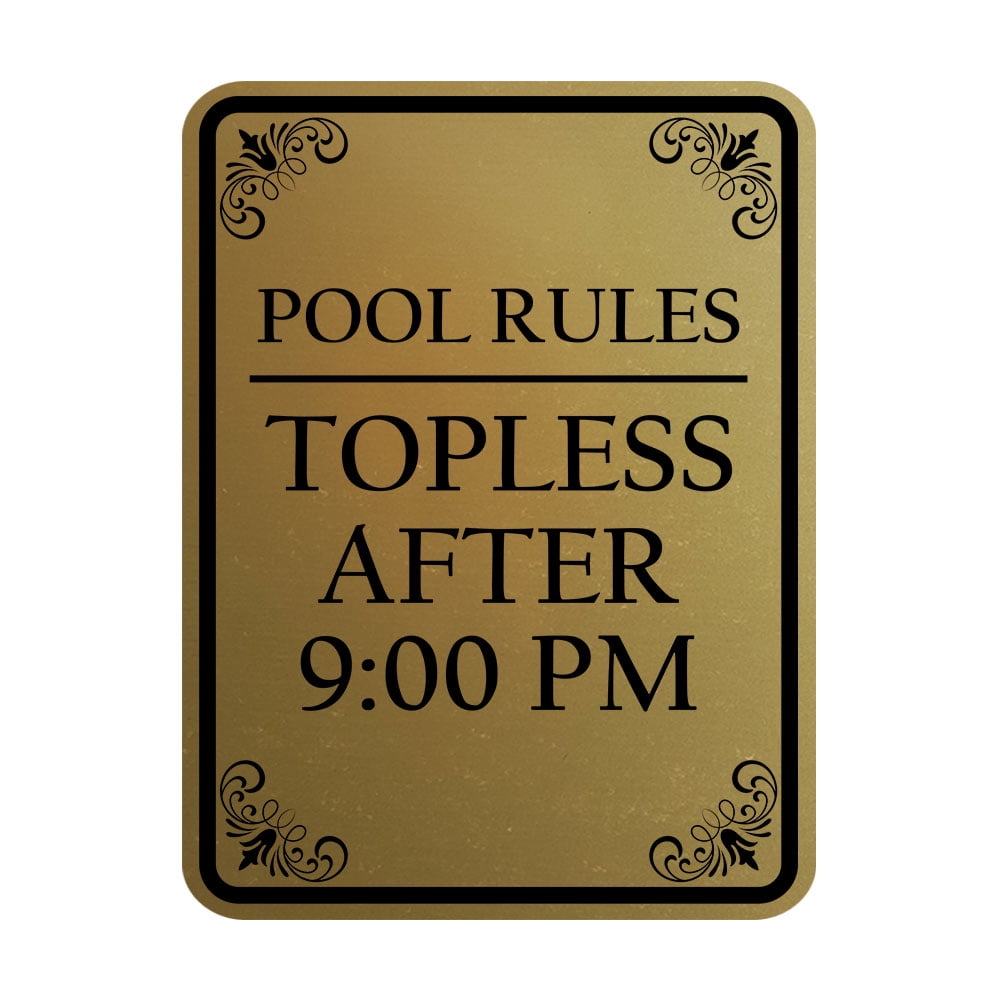 Signs ByLITA Portrait Round Pool Rules: Topless after 9:00 Pm Door or ...