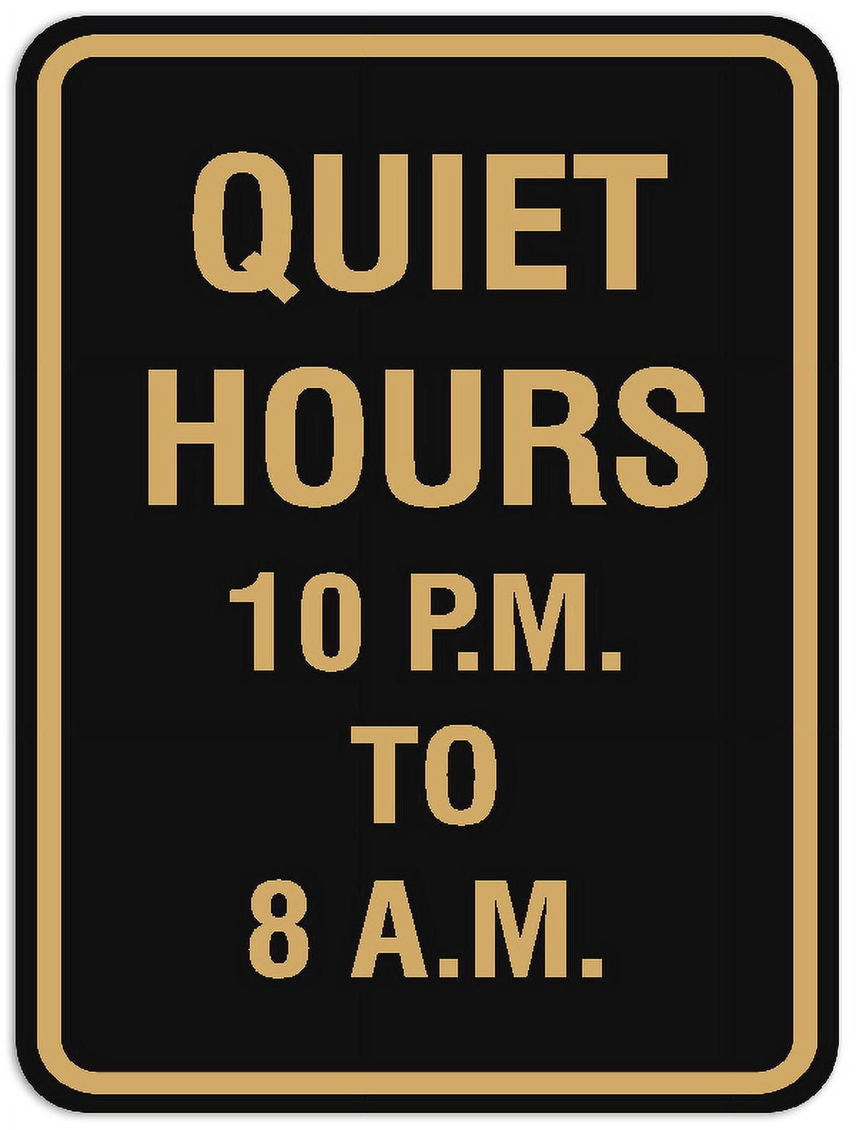 Signs ByLITA Portrait Round Quiet Hours 10pm to 8am Sign - Laser ...