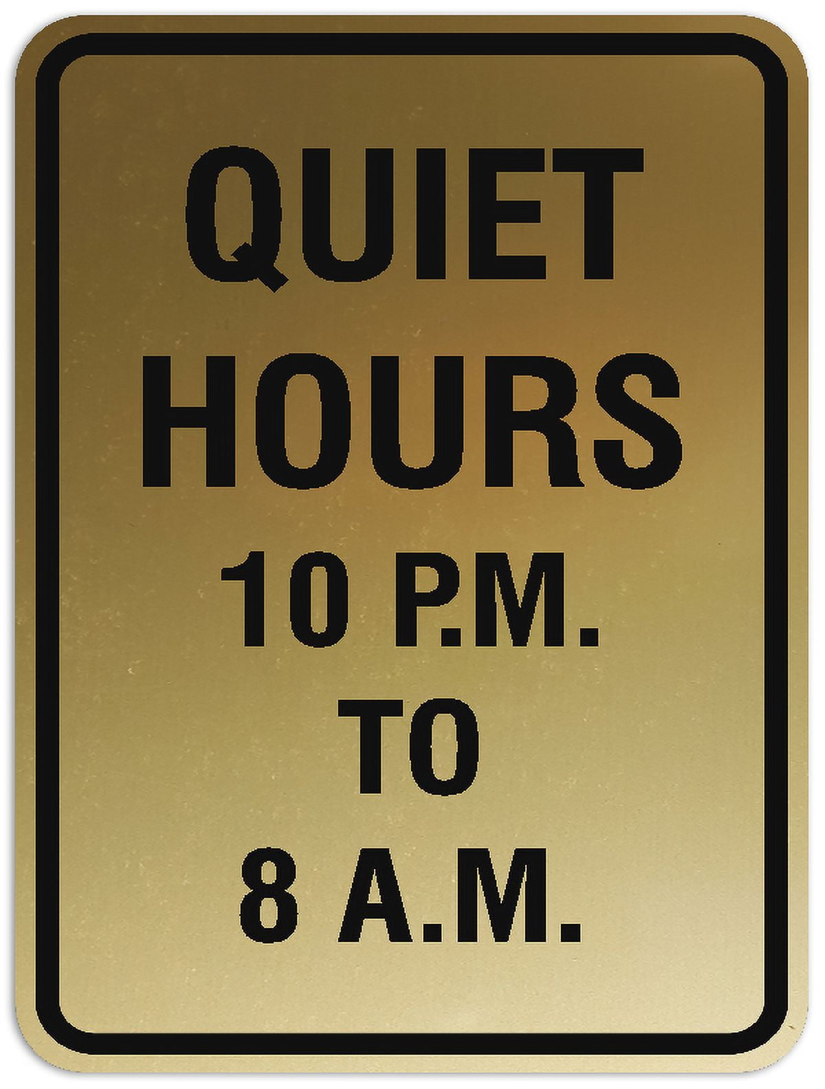 Signs ByLITA Portrait Round Quiet Hours 10pm to 8am Sign - Laser ...