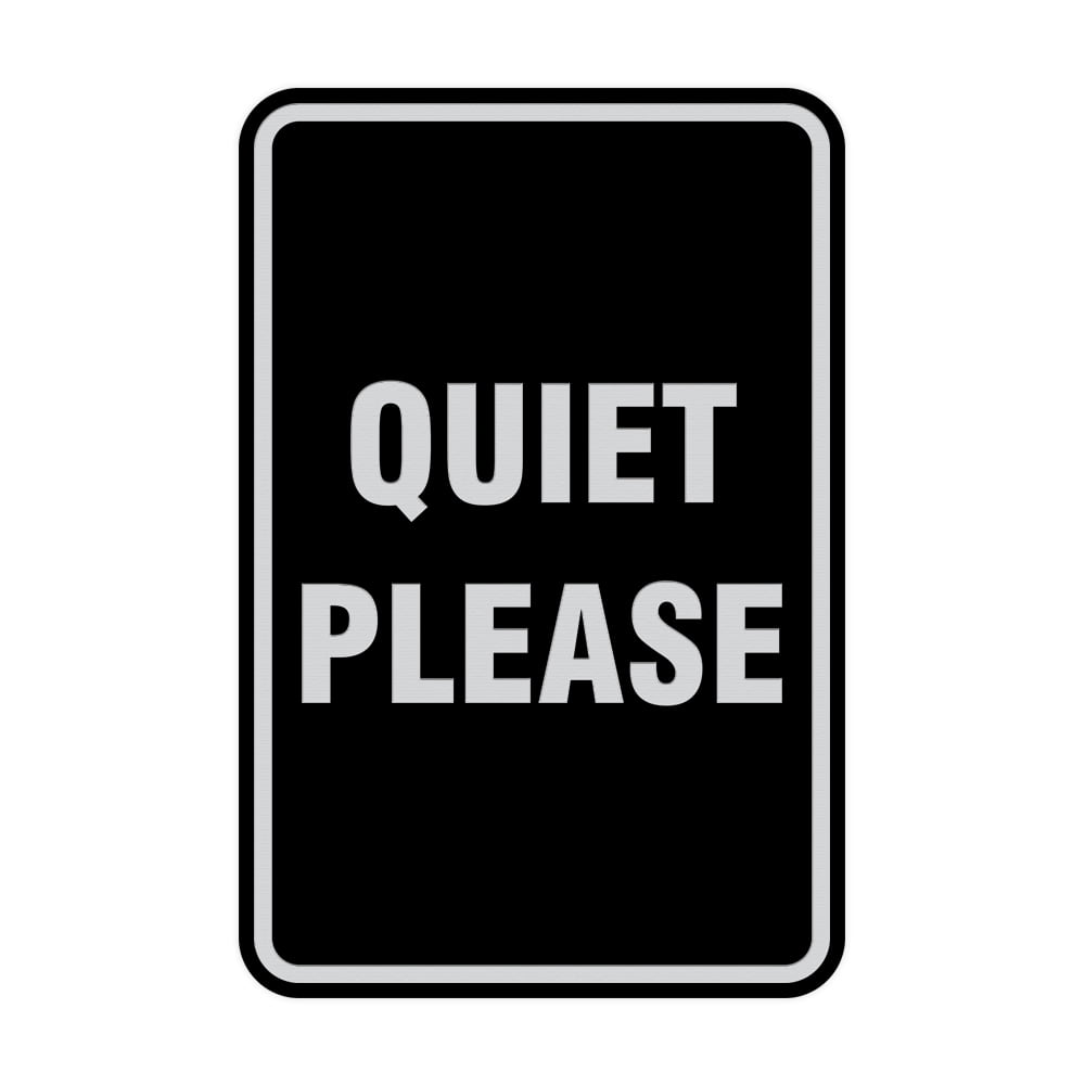 Signs ByLITA Portrait Round Quiet Please Sign (Black / Silver) - Large ...