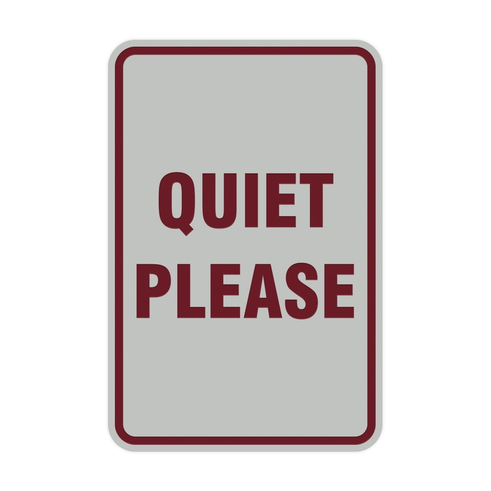 Signs ByLITA Portrait Round Quiet Please Sign (Light Grey / Burgundy ...