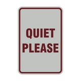 Signs ByLITA Portrait Round Quiet Please Sign (Light Grey / Burgundy ...
