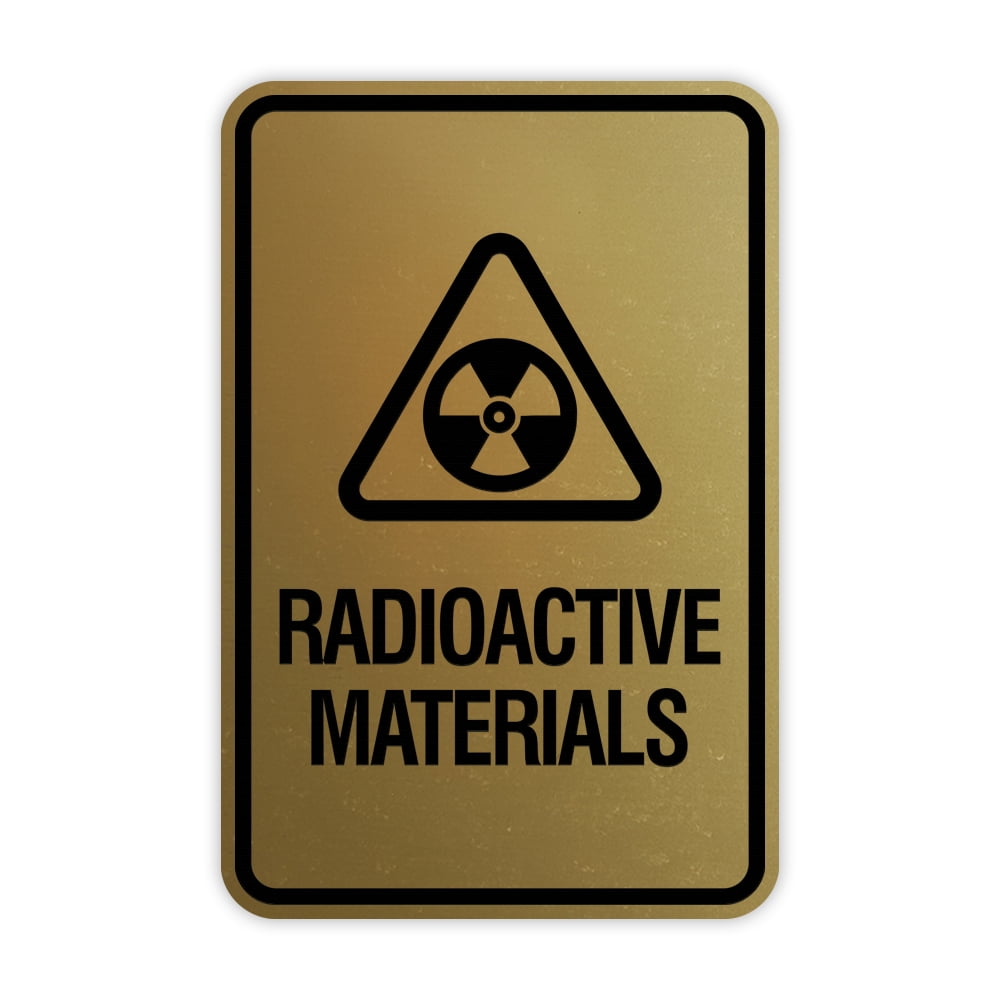 Signs ByLITA Portrait Round Radioactive Materials Sign (Brushed Gold ...