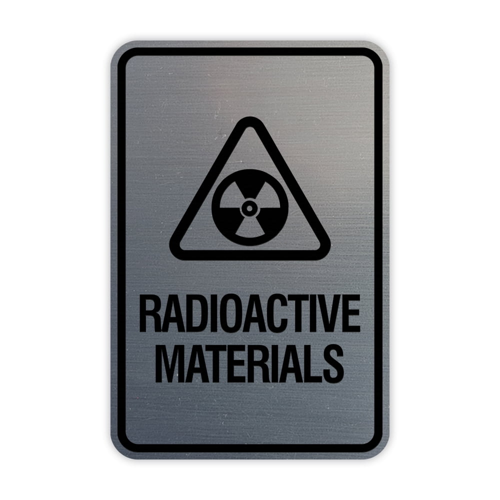 Signs ByLITA Portrait Round Radioactive Materials Sign (Brushed Silver ...