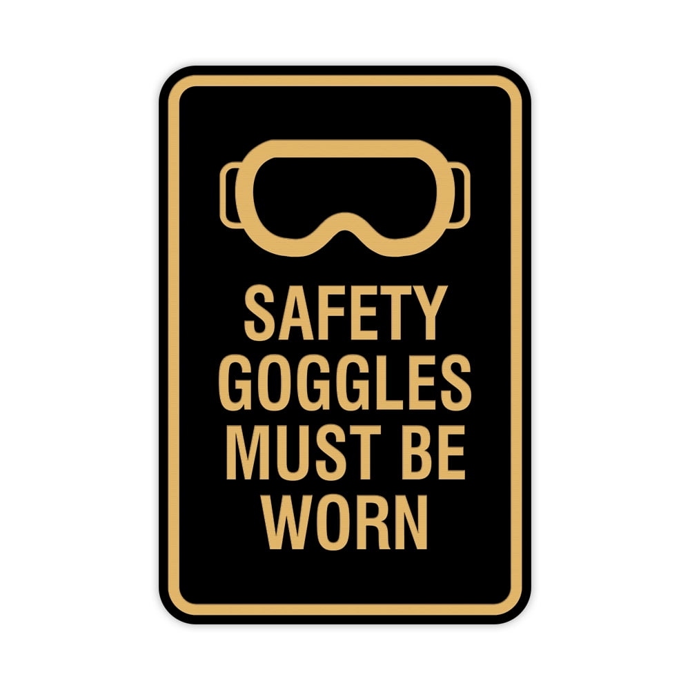 Signs ByLITA Portrait Round Safety goggles must be worn Sign (Black ...
