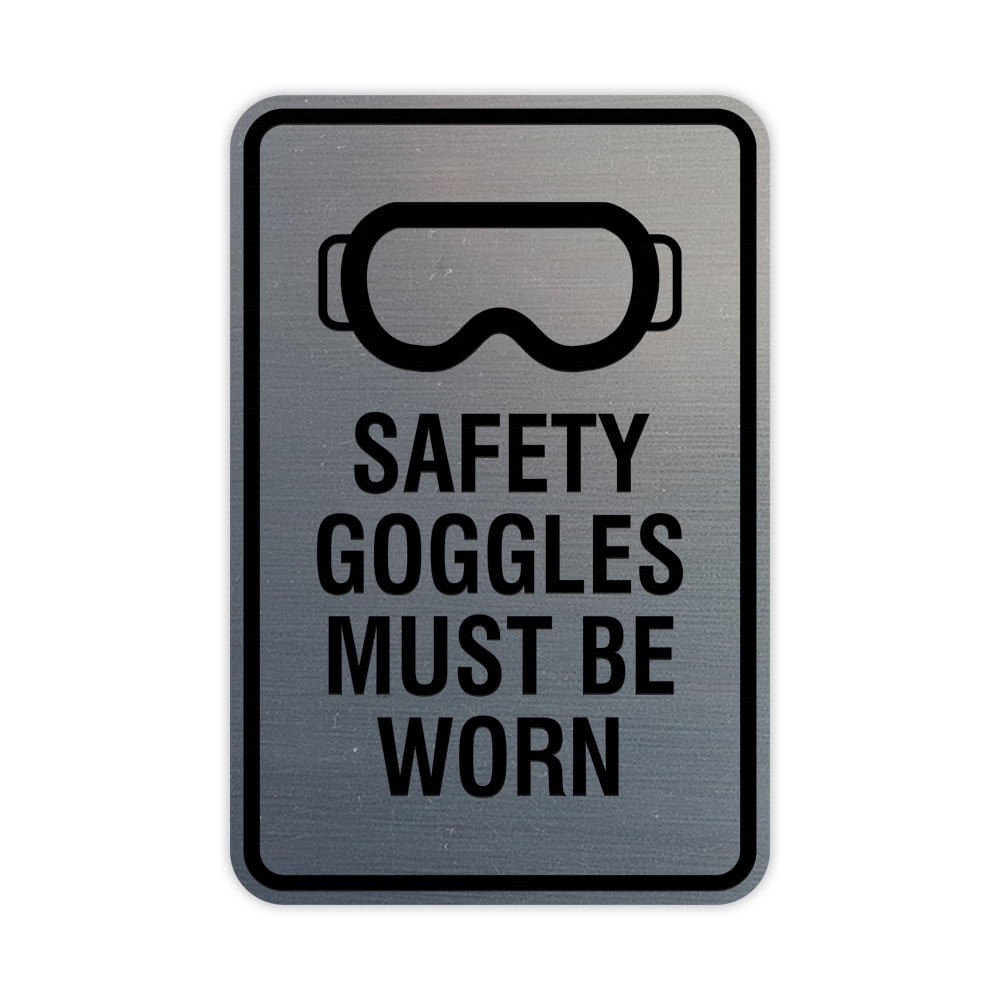 Signs ByLITA Portrait Round Safety goggles must be worn Sign (Brushed ...