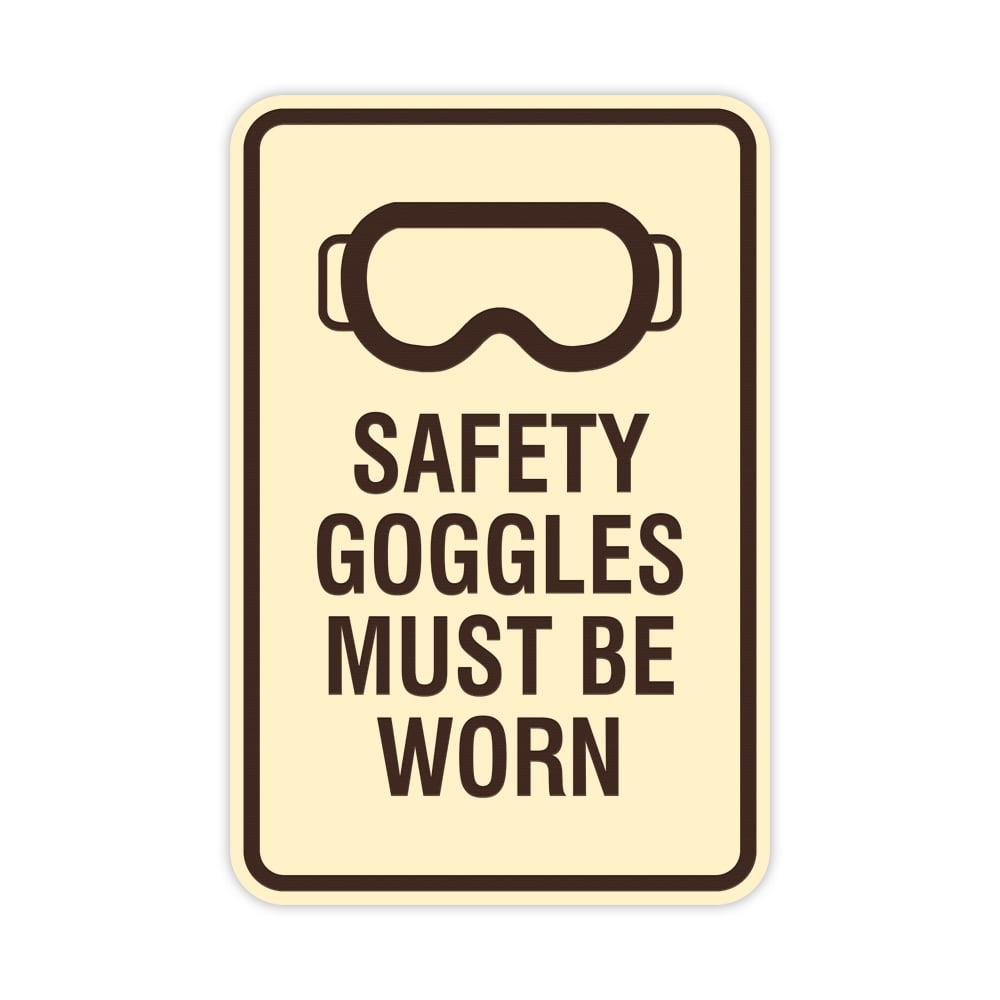 Signs ByLITA Portrait Round Safety goggles must be worn Sign (Ivory ...