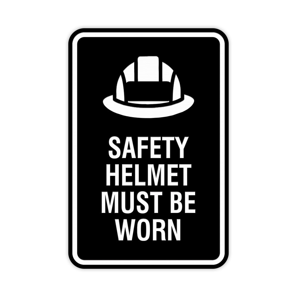 Signs ByLITA Portrait Round Safety helmet must be worn Sign (Black ...