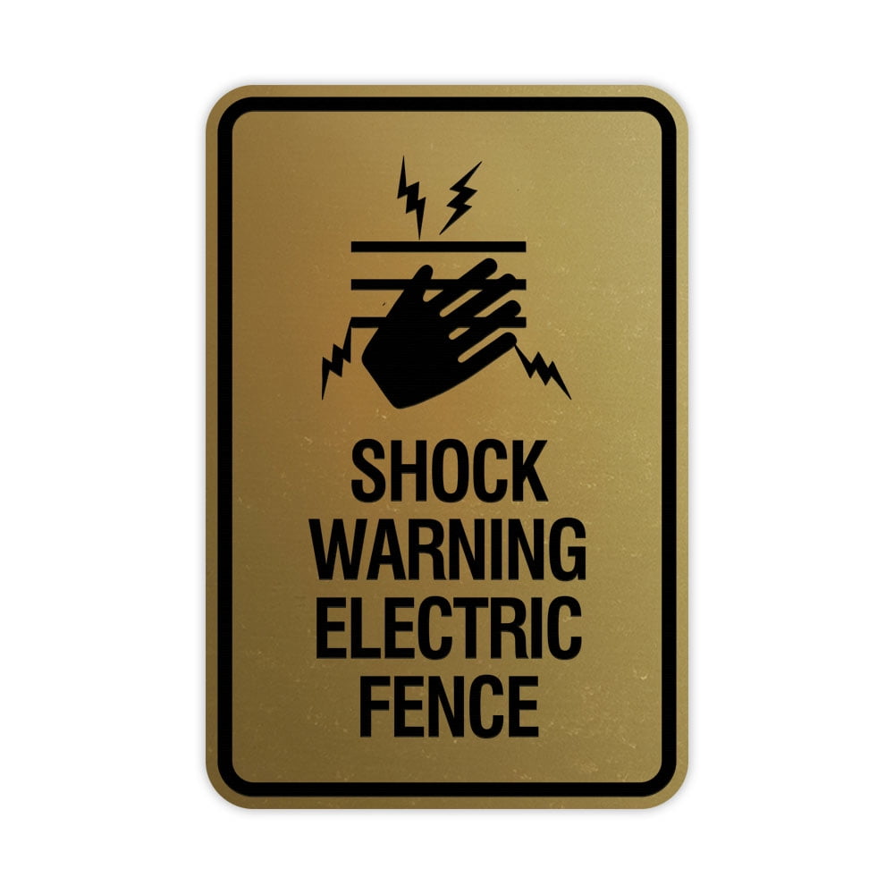 Signs ByLITA Portrait Round Shock Warning Electric Fence Sign (Brushed ...