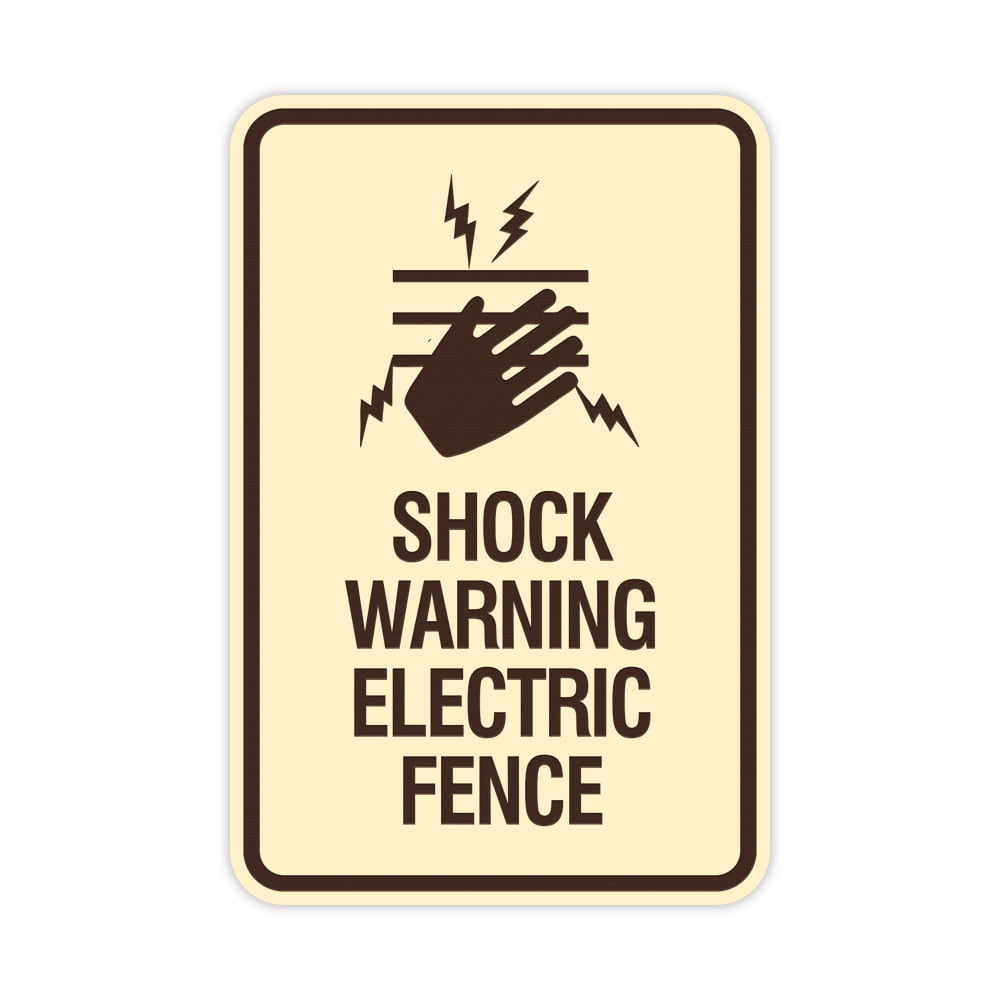 Signs ByLITA Portrait Round Shock Warning Electric Fence Sign (Ivory ...