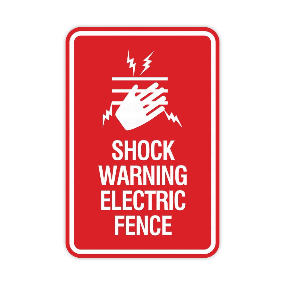Signs ByLITA Portrait Round Shock Warning Electric Fence Sign (Red ...