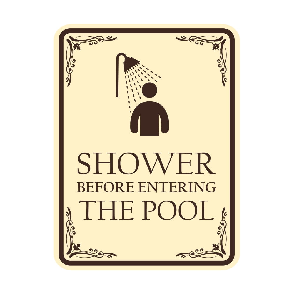 Signs ByLITA Portrait Round Shower Before Entering the Pool Door or ...