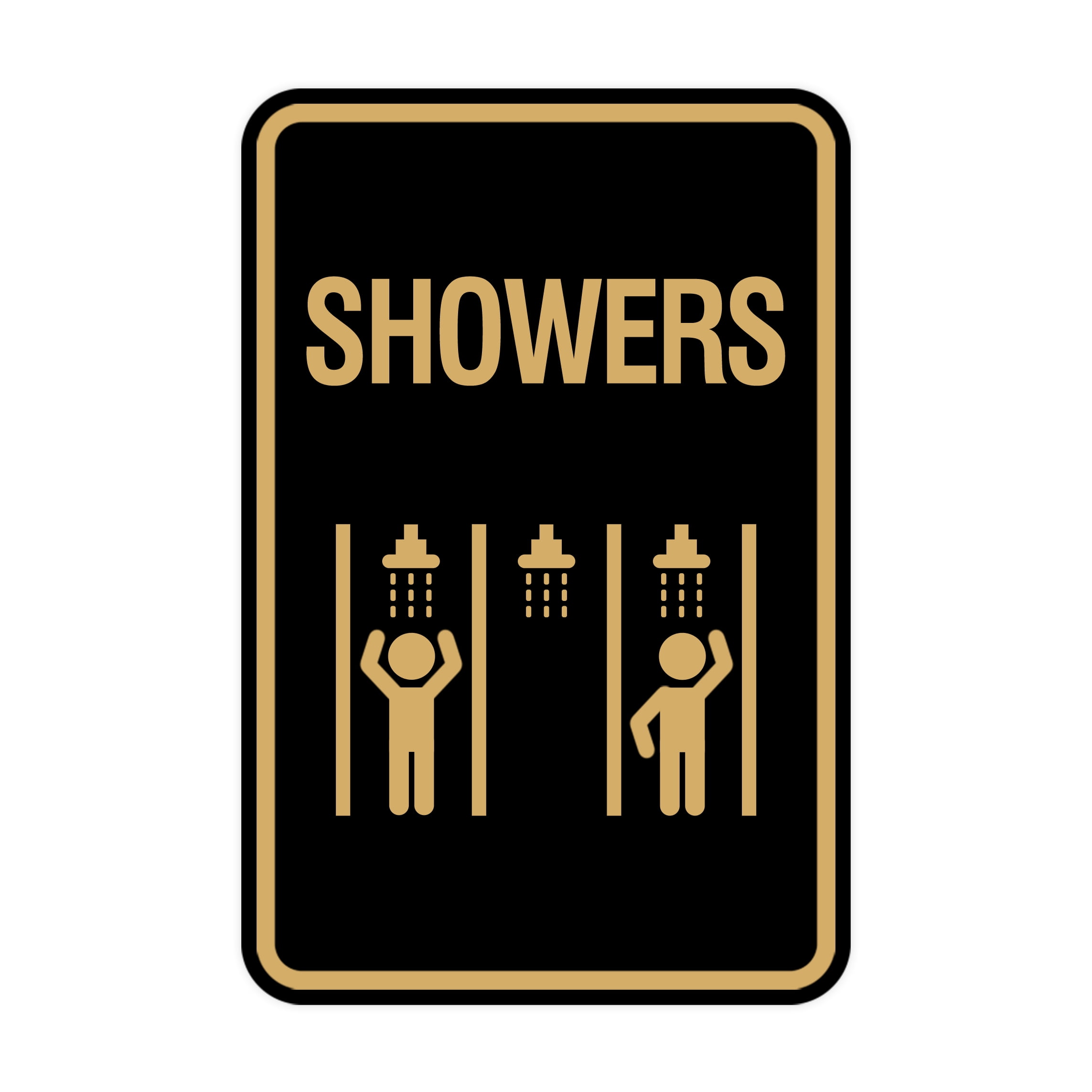 Signs ByLITA Portrait Round Showers (Multiple) Sign (Black Gold ...