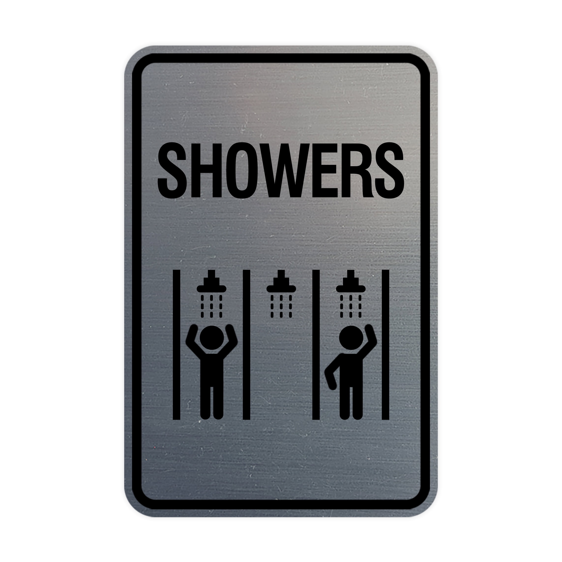 Signs ByLITA Portrait Round Showers (Multiple) Sign (Brushed Silver ...
