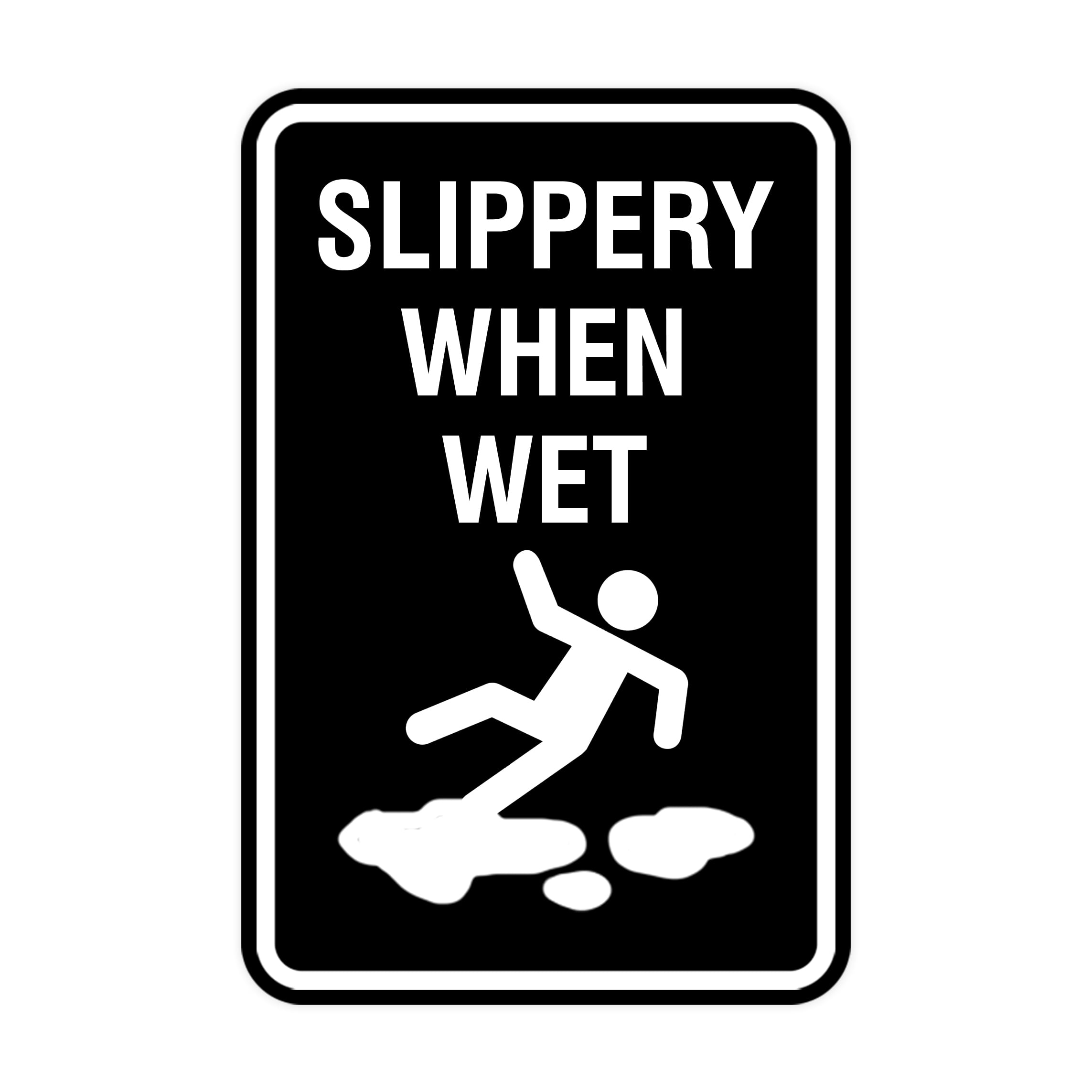 Signs ByLITA Portrait Round Slippery When Wet Sign (Black) - Small ...