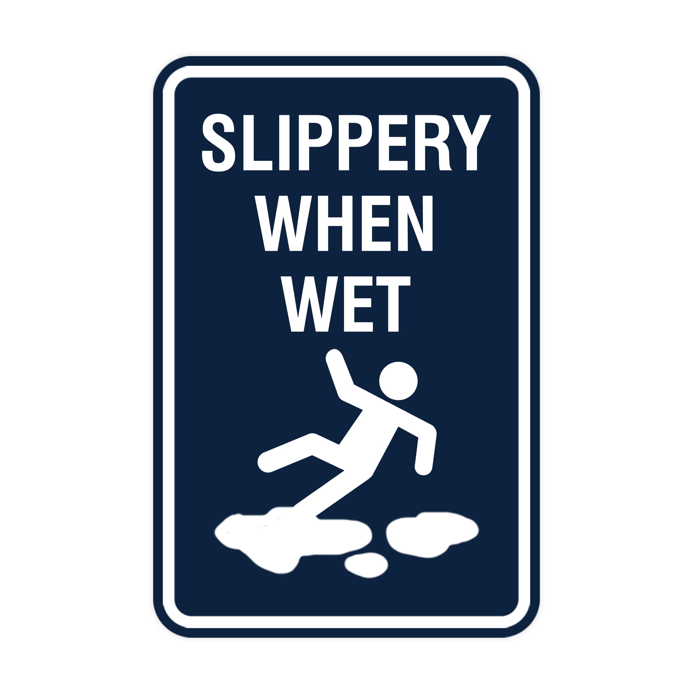 Signs ByLITA Portrait Round Slippery When Wet Sign (Navy Blue / White ...