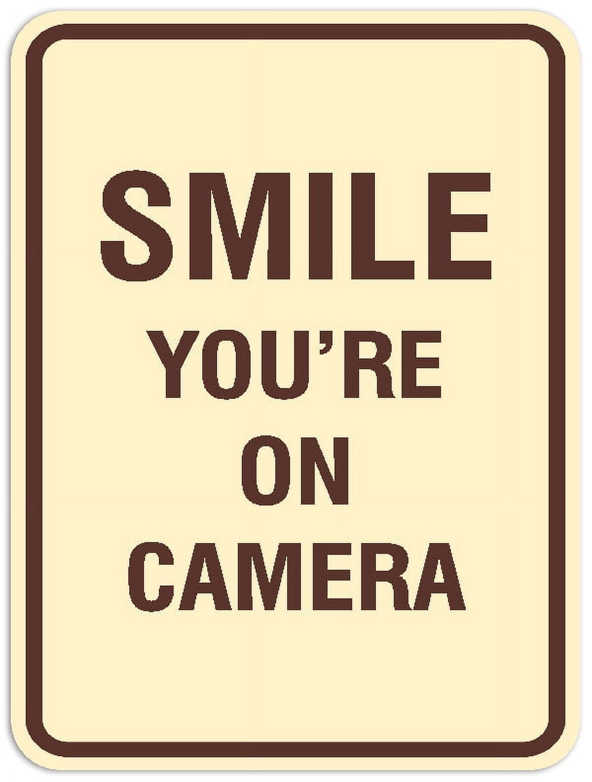 Signs ByLITA Portrait Round Smile you're on camera Sign - Laser ...