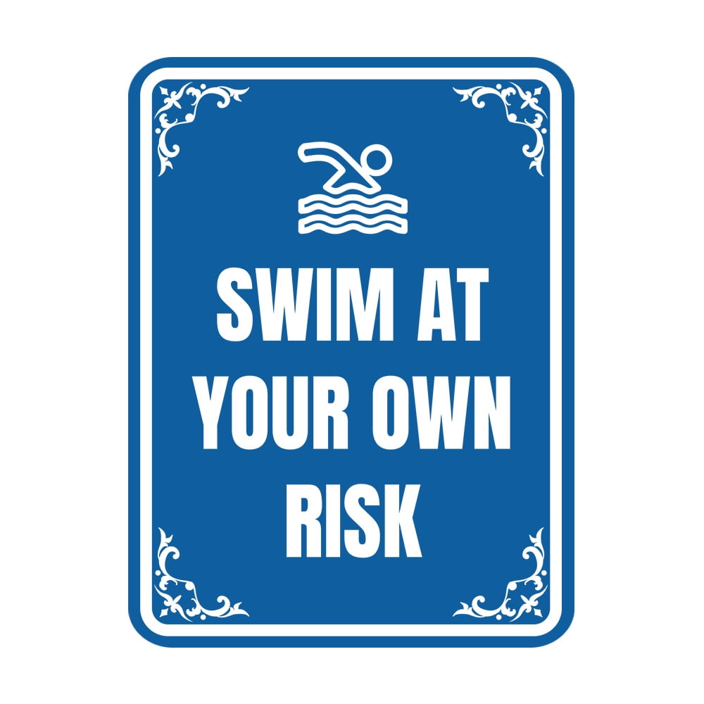Signs ByLITA Portrait Round Swim At your own risk Door or Wall Sign ...