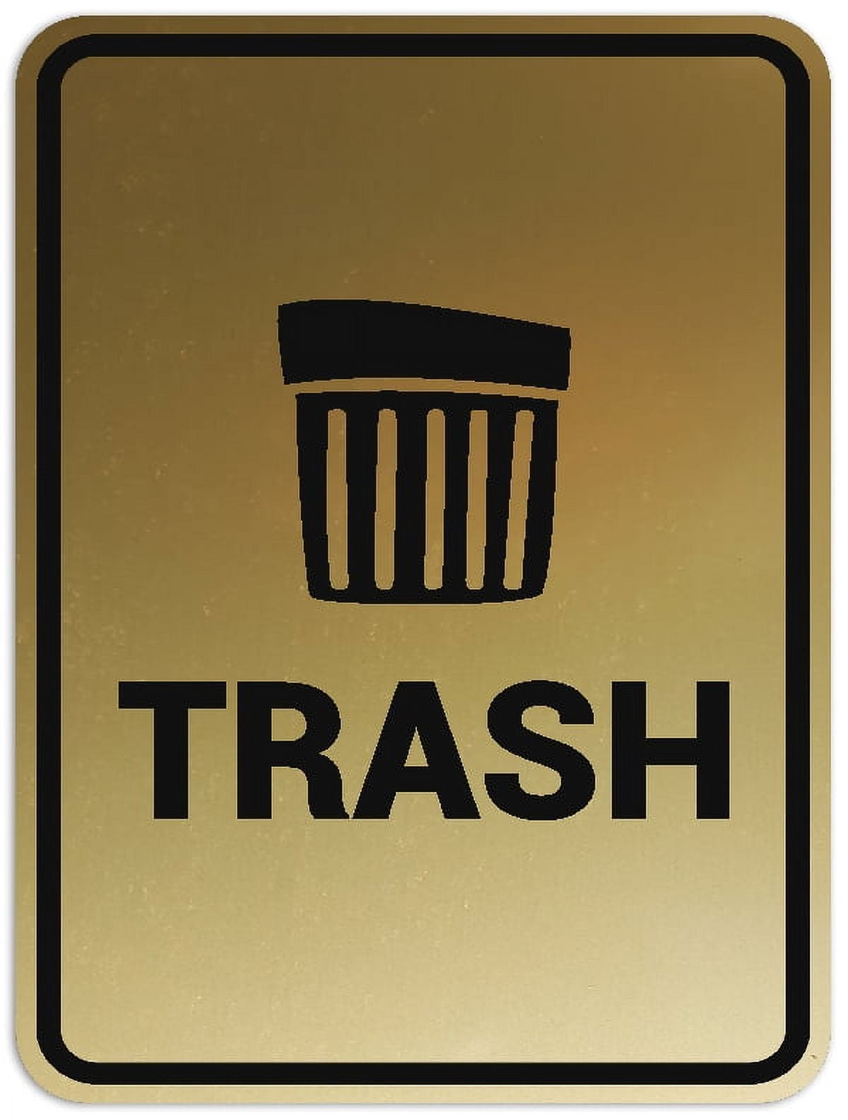 Signs ByLITA Portrait Round Trash Sign - Laser-Engraved Lettering ...