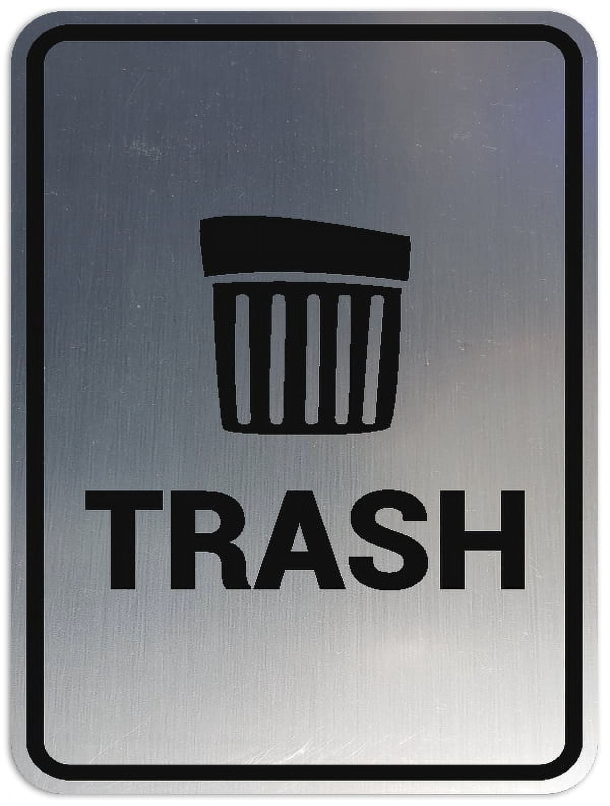 Signs ByLITA Portrait Round Trash Sign - Laser-Engraved Lettering ...