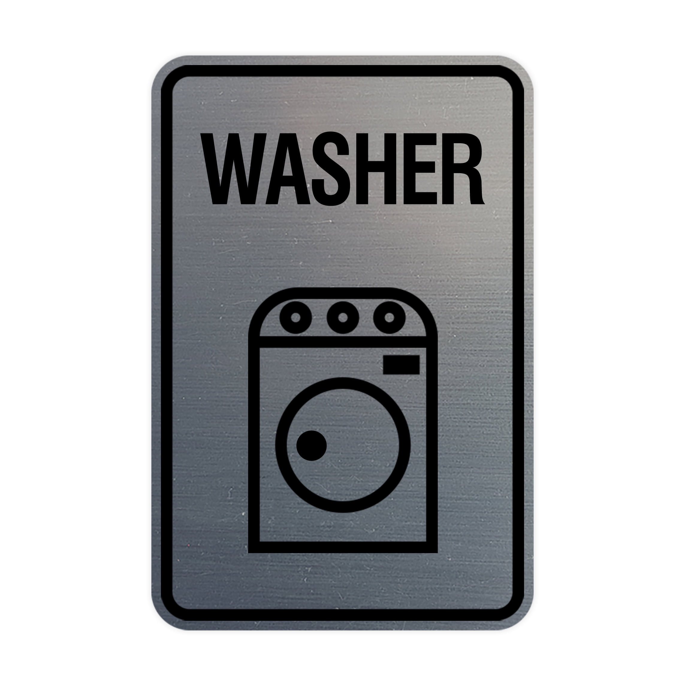 Signs ByLITA Portrait Round Washer Sign (Brushed Silver) - Large ...