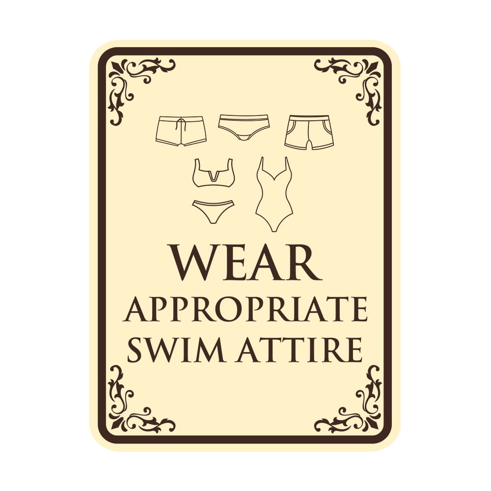 Signs ByLITA Portrait Round Wear Appropriate Swim Attire Door or Wall ...