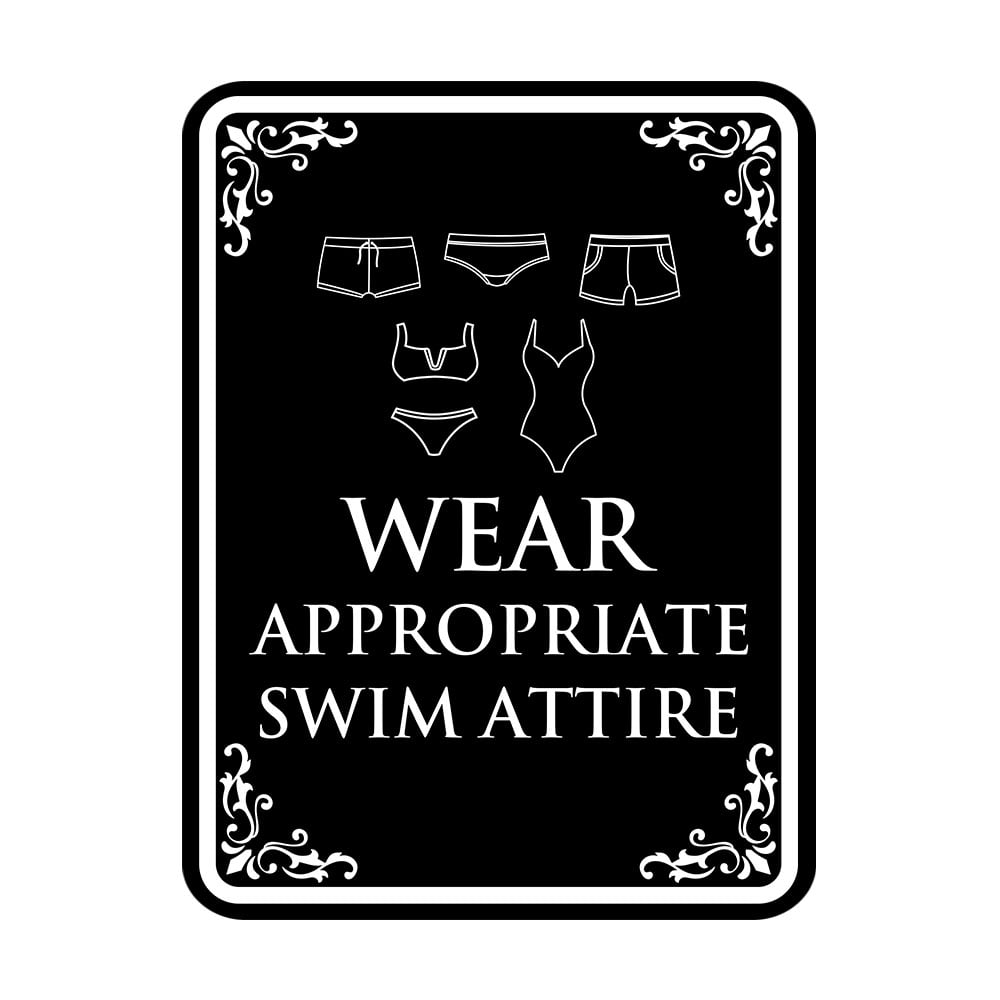 Signs ByLITA Portrait Round Wear Appropriate Swim Attire Door or Wall ...