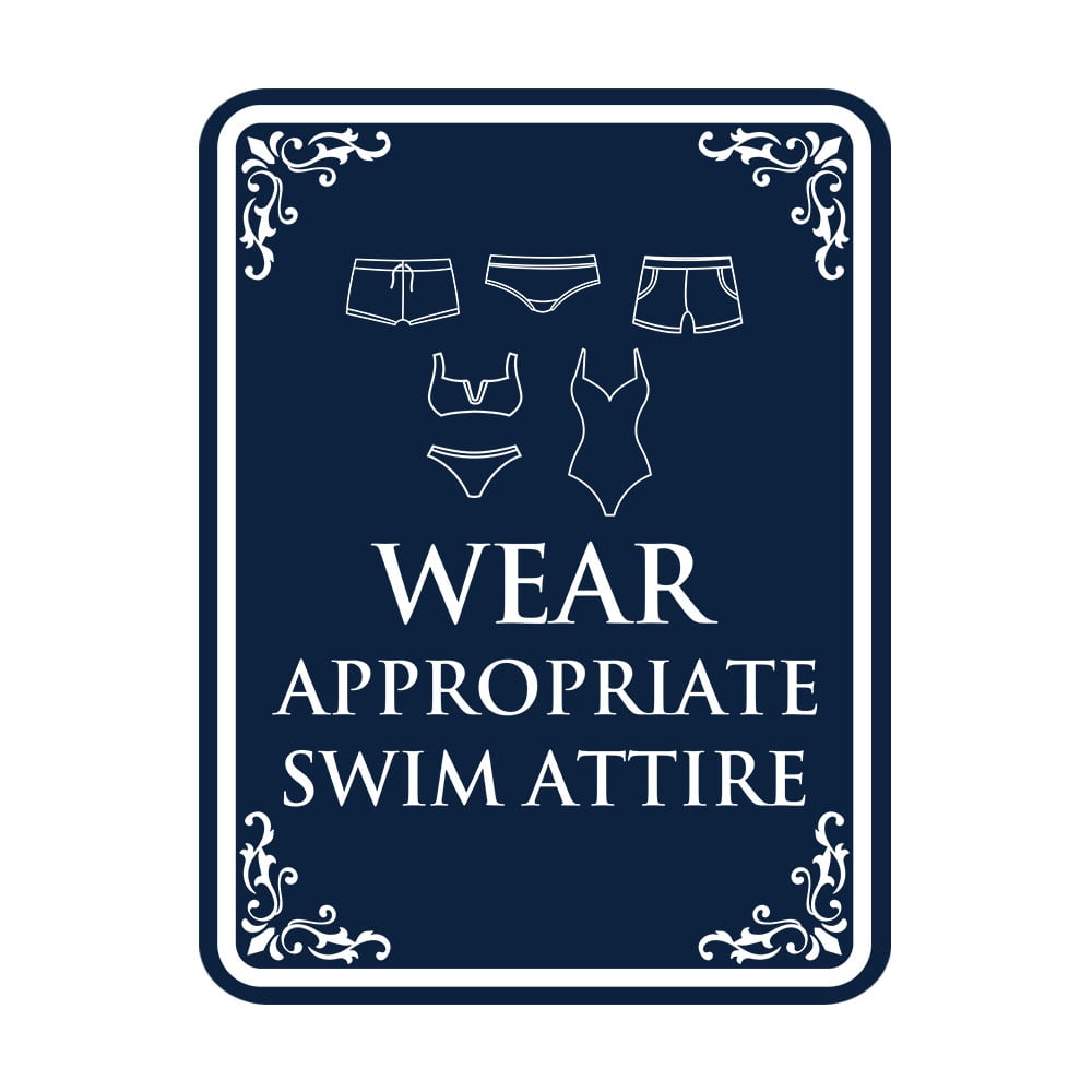 Signs ByLITA Portrait Round Wear Appropriate Swim Attire Door or Wall ...