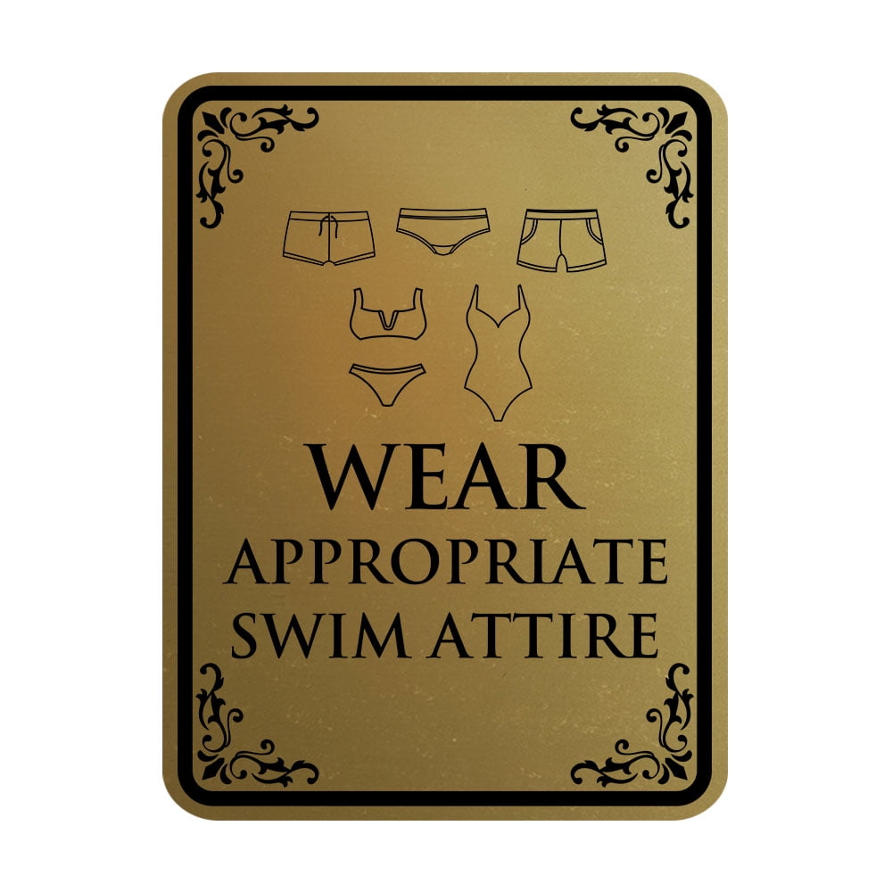 Signs ByLITA Portrait Round Wear Appropriate Swim Attire Door or Wall ...