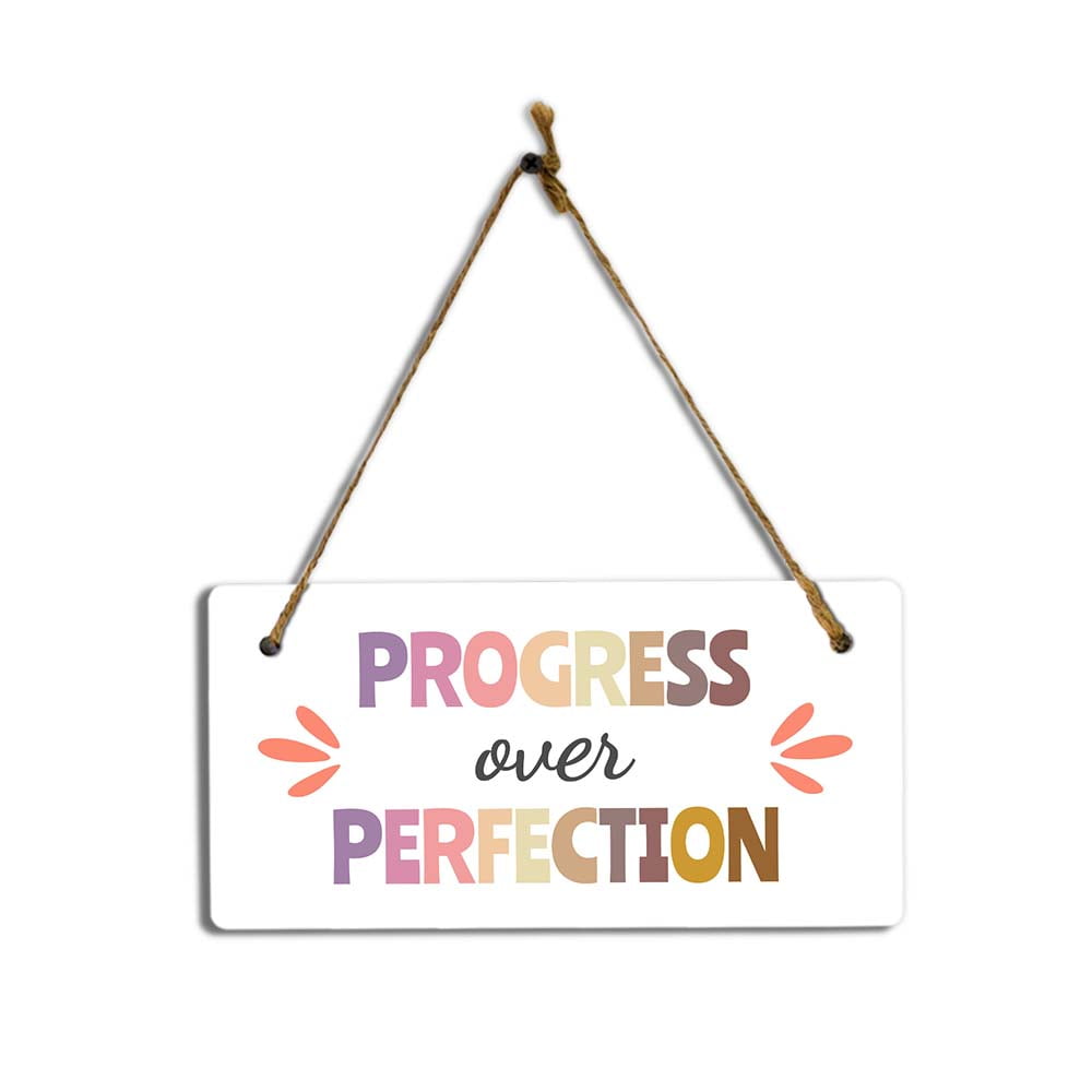 Signs ByLITA Progress Over Perfection 5x10 Hanging Plus Wall or Door ...
