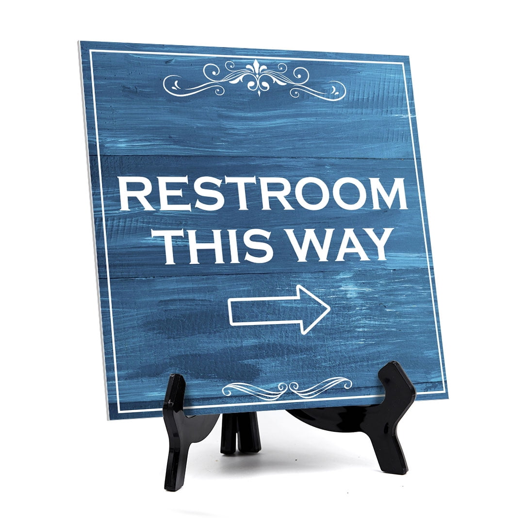Signs ByLITA Restroom This Way, Wood Color, Square Table Sign (5" x 5 ...