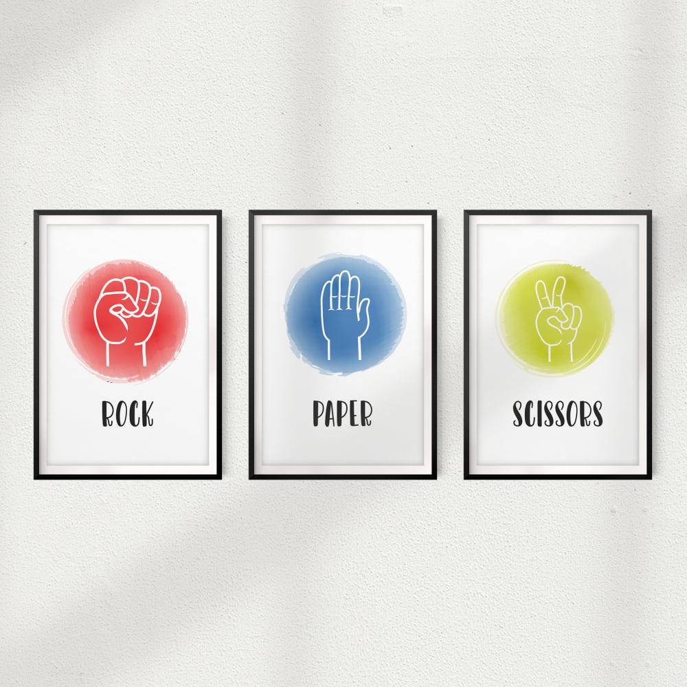Signs ByLITA Rock Paper Scissors (Set of 3) 8" x 10" UNFRAMED Print ...