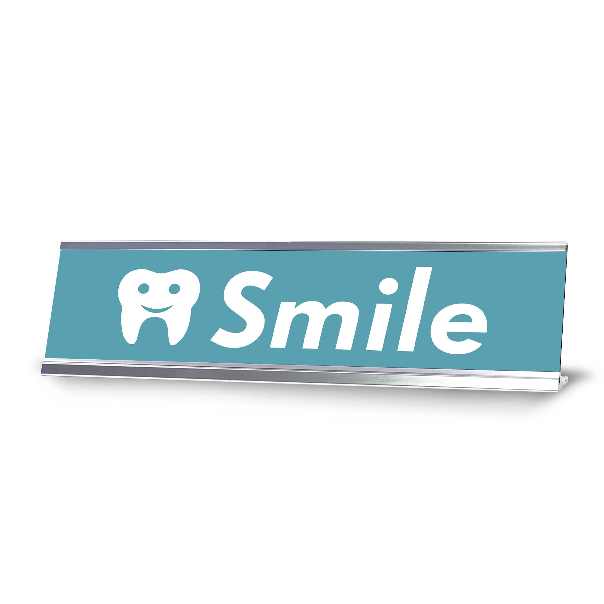 Signs ByLITA Smile Dental Office Decor Silver Frame, Desk Sign (2x8 ...