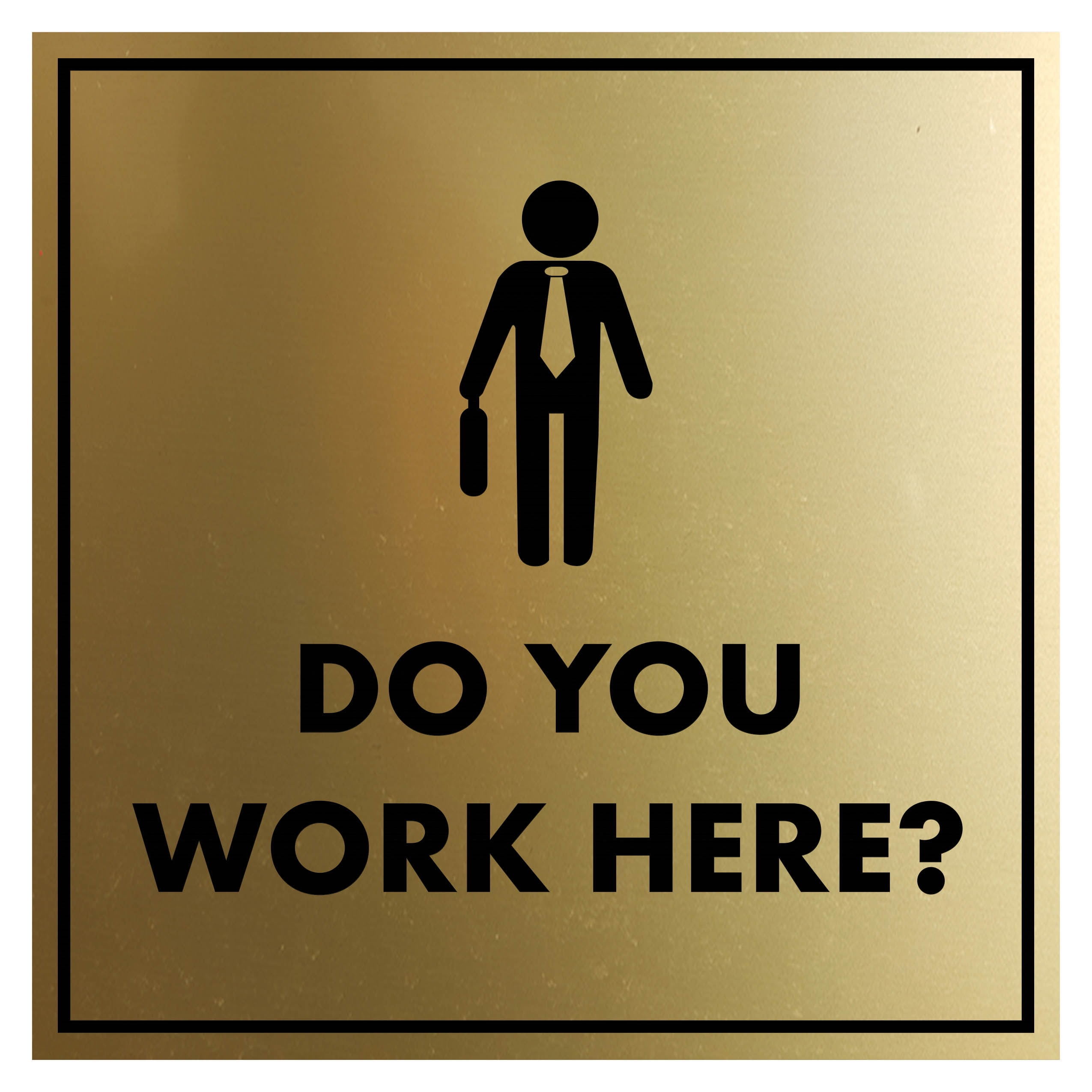 Signs ByLITA Square Do You Work Here? Sign (Brushed Gold) - Small ...