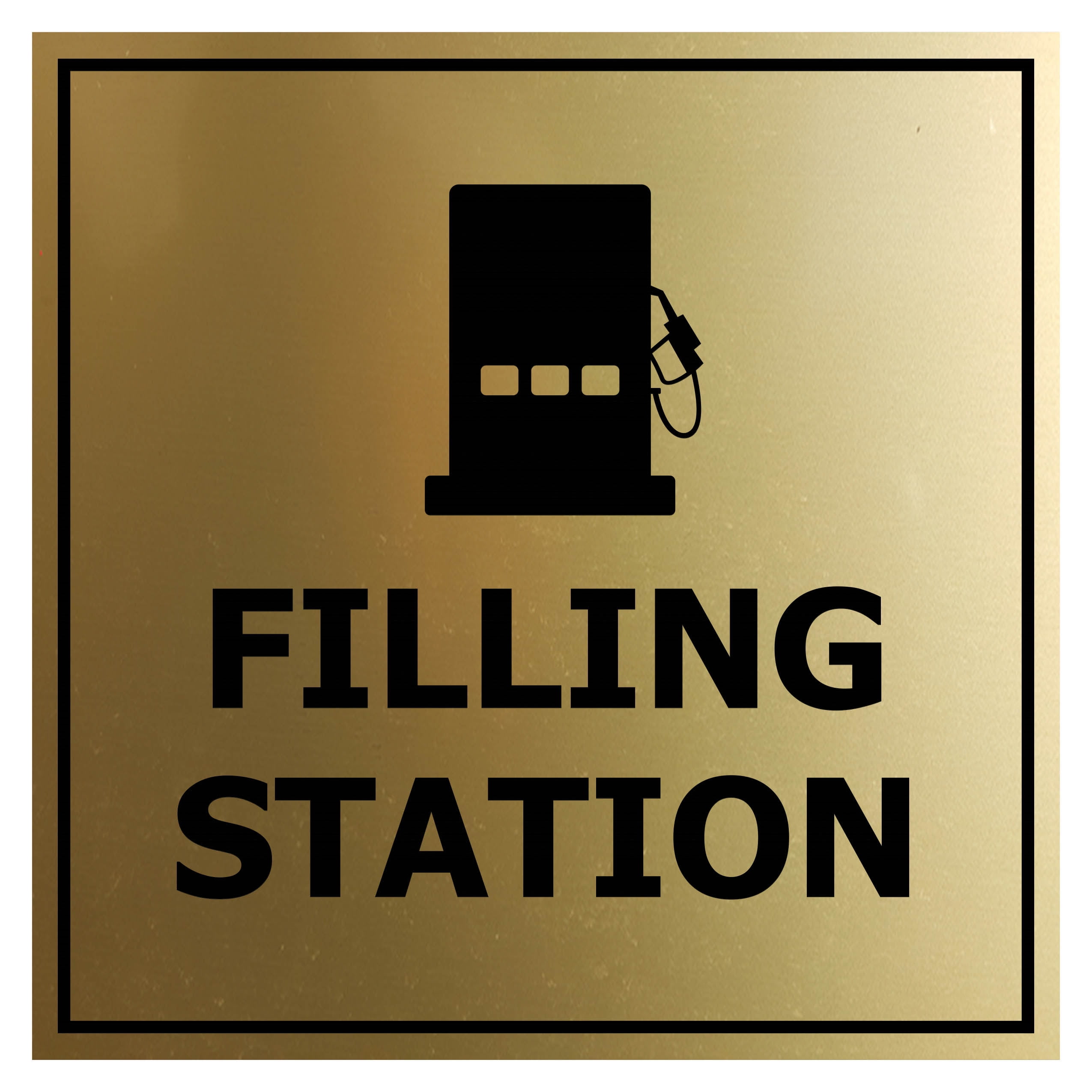 Signs ByLITA Square Filling Station Sign (Brushed Gold) - Small ...