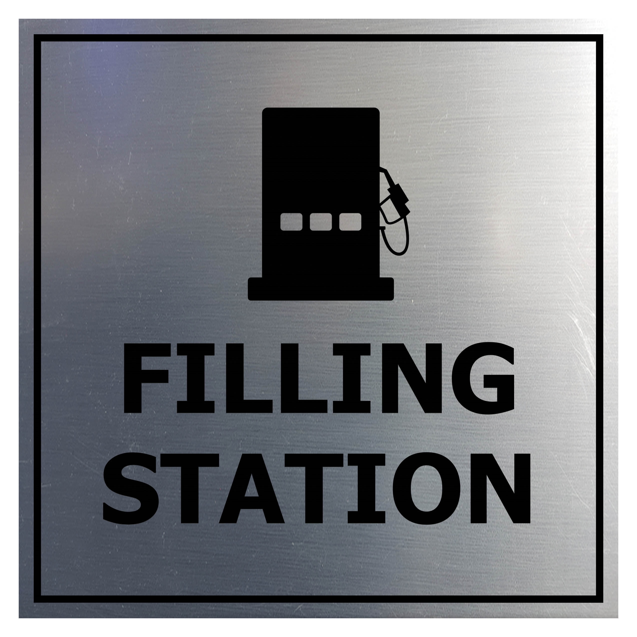Signs ByLITA Square Filling Station Sign (Brushed Silver) - Medium ...
